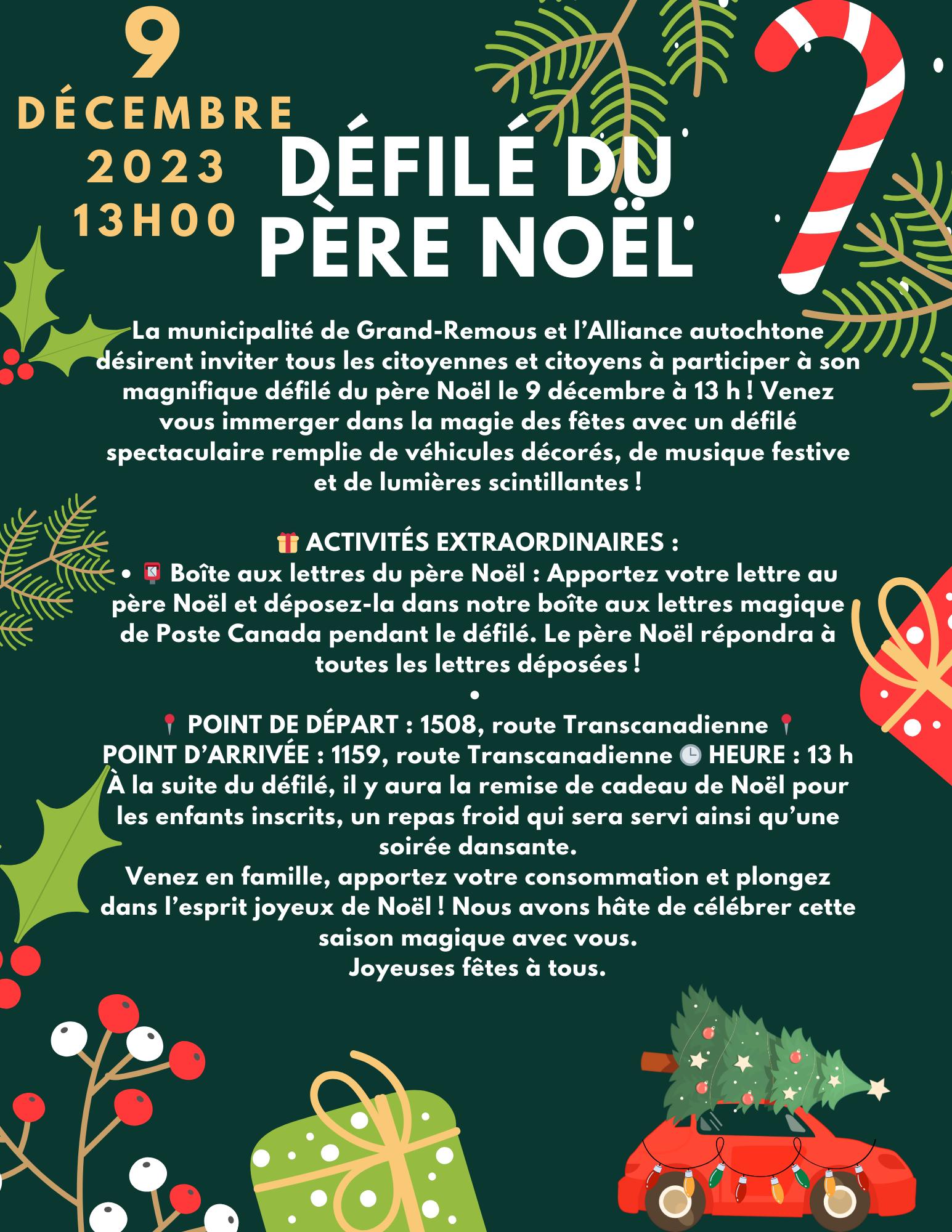 Défilé du Père Noël à Grand-Remous - Tourisme Vallée-de-la-Gatineau